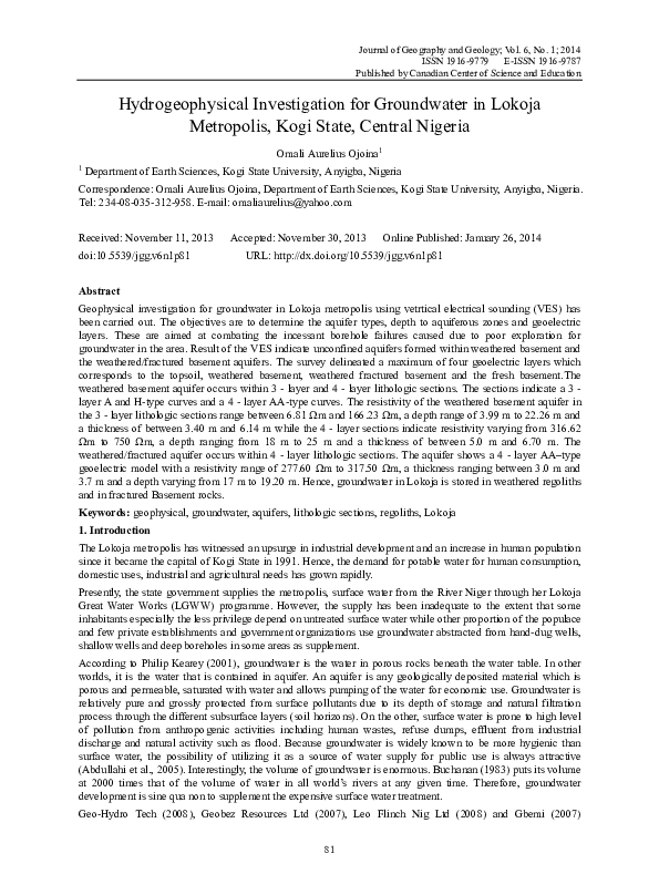 (PDF) Hydrogeophysical Investigation for Groundwater in Lokoja ...