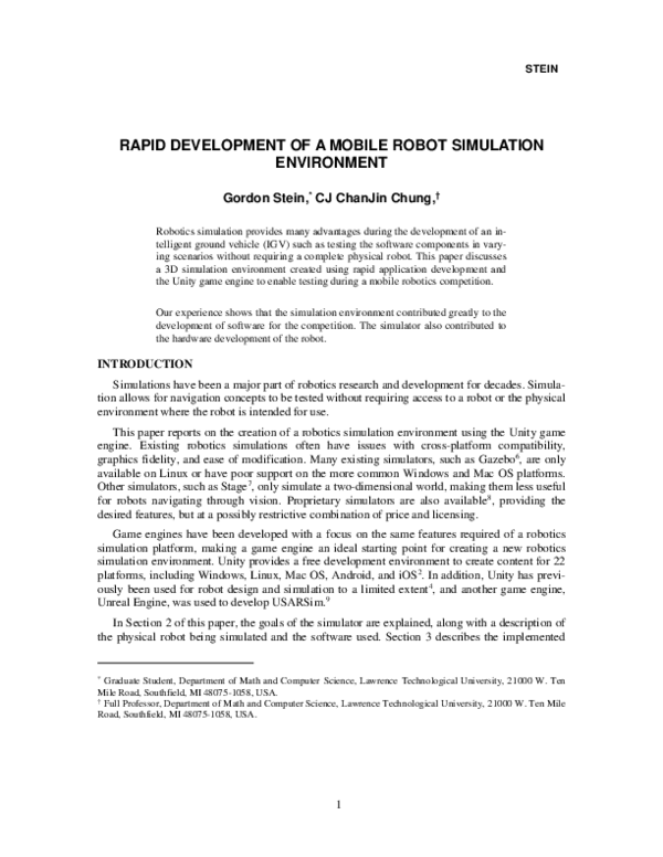 (PDF) Rapid Development of a Mobile Robot Simulation Environment
