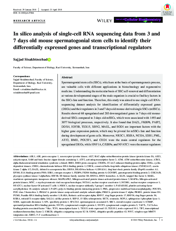 (PDF) In silico analysis of single‐cell RNA sequencing data from 3 and ...
