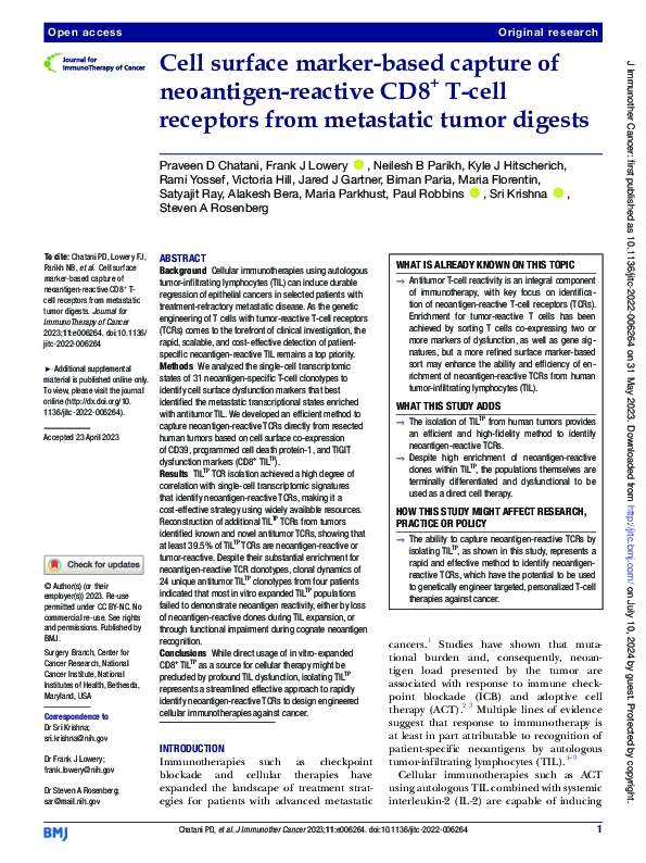 (PDF) Cell surface marker-based capture of neoantigen-reactive CD8 + T ...