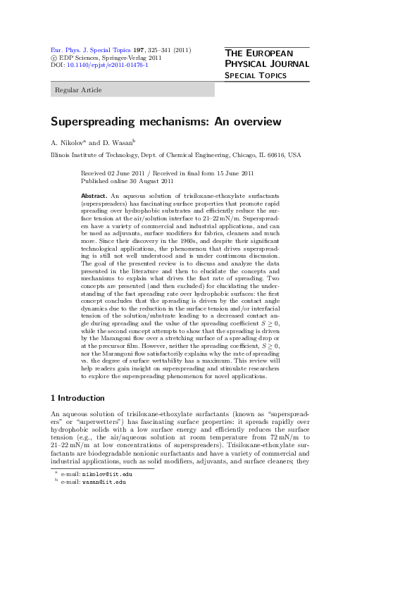 (PDF) Superspreading mechanisms: An overview