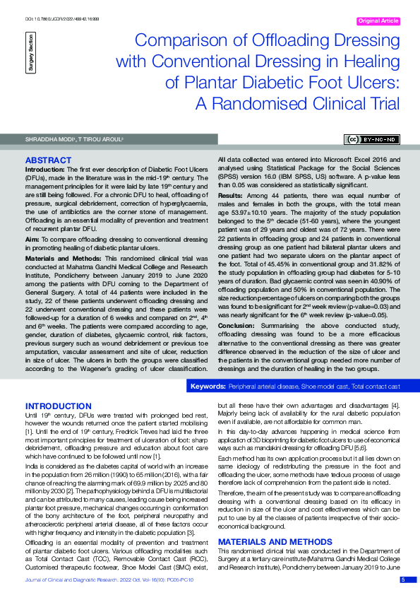 (PDF) Comparison of Offloading Dressing with Conventional Dressing in ...