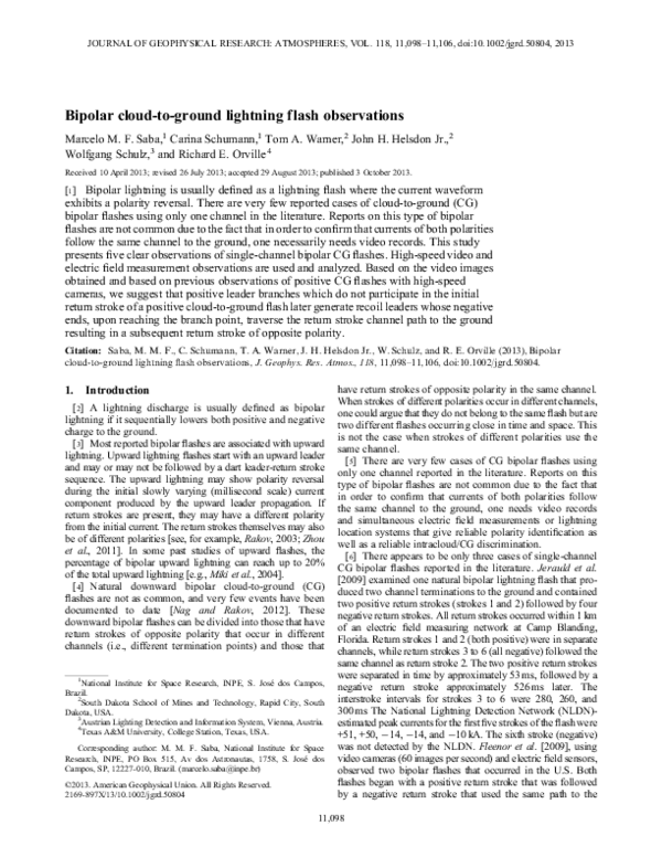 (PDF) Bipolar cloud‐to‐ground lightning flash observations