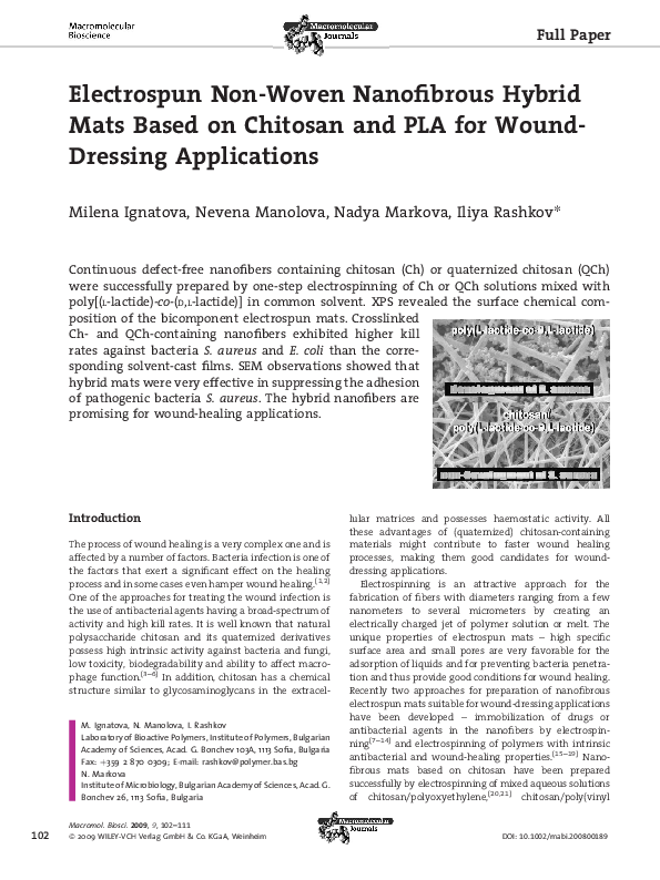 (PDF) Electrospun Non-Woven Nanofibrous Hybrid Mats Based on Chitosan and PLA for Wound-Dressing ...