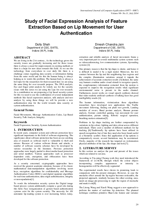 (PDF) Study of Facial Expression Analysis of Feature Extraction Based ...