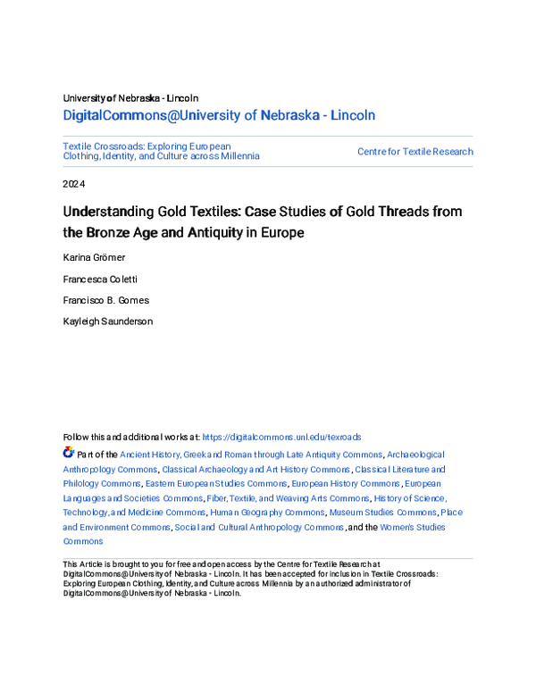 (PDF) Understanding Gold Textiles: Case Studies of Gold Threads from ...