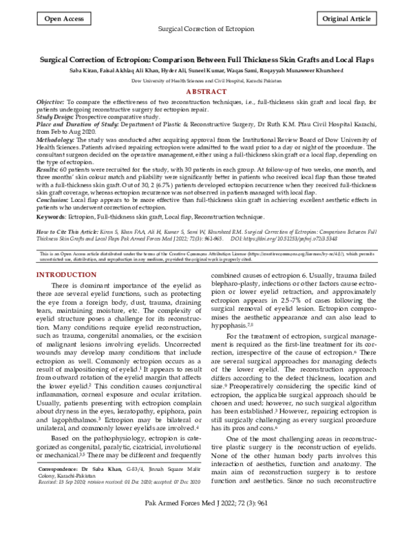 (PDF) Surgical Correction of Ectropion: Comparison Between Full ...