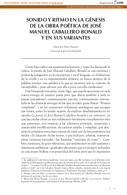 (PDF) Sonido y ritmo en la génesis de la obra poética de José Manuel ...