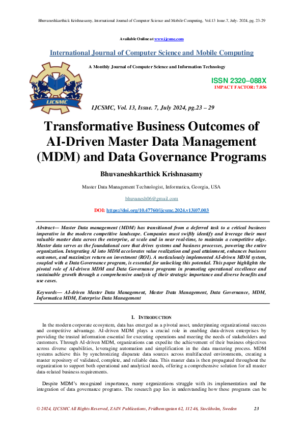 (PDF) Transformative Business Outcomes of AI-Driven Master Data Management (MDM) and Data ...