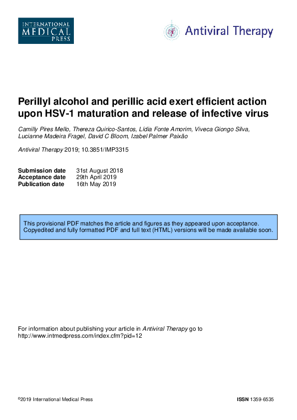 (PDF) Perillyl Alcohol and Perillic Acid Exert Efficient Action upon ...