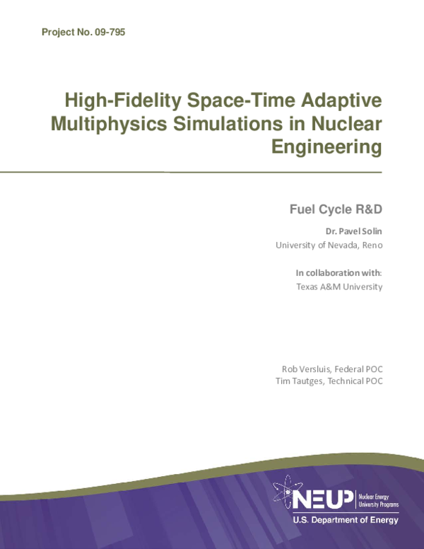 (PDF) High-Fidelity Space-Time Adaptive Multiphysics Simulations in Nuclear Engineering