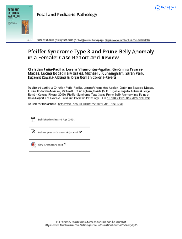(PDF) Pfeiffer Syndrome Type 3 and Prune Belly Anomaly in a Female ...