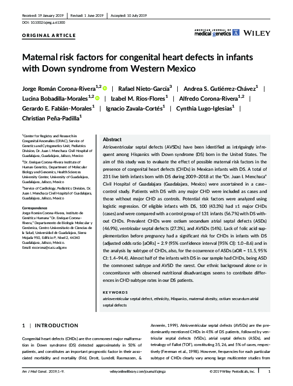 (PDF) Maternal risk factors for congenital heart defects in infants ...