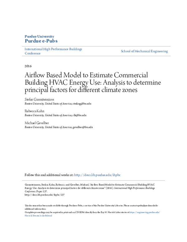 (PDF) Airflow Based Model to Estimate Commercial Building HVAC Energy ...