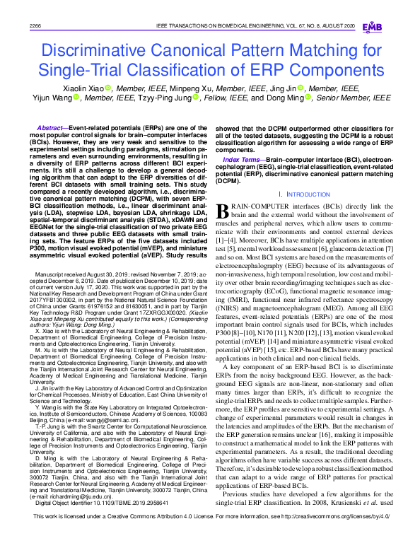 (PDF) Discriminative Canonical Pattern Matching for Single-Trial ...