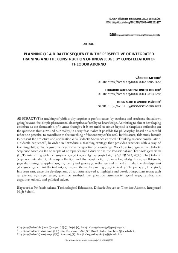 (PDF) Planning of a Didactic Sequence in the Perspective of Integrated ...