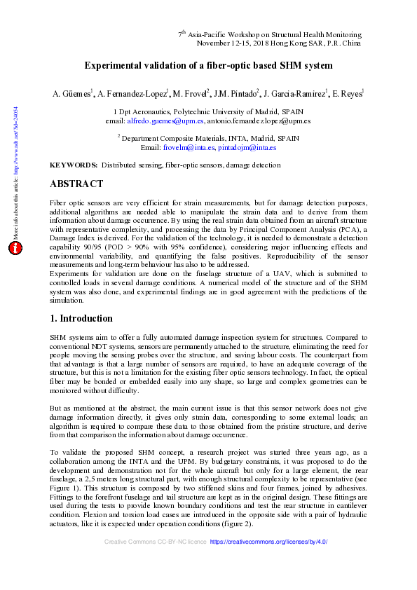 (PDF) Experimental validation of a fiber-optic based SHM system