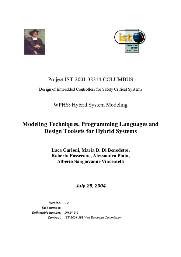 (PDF) Modeling techniques, programming languages and design toolsets ...