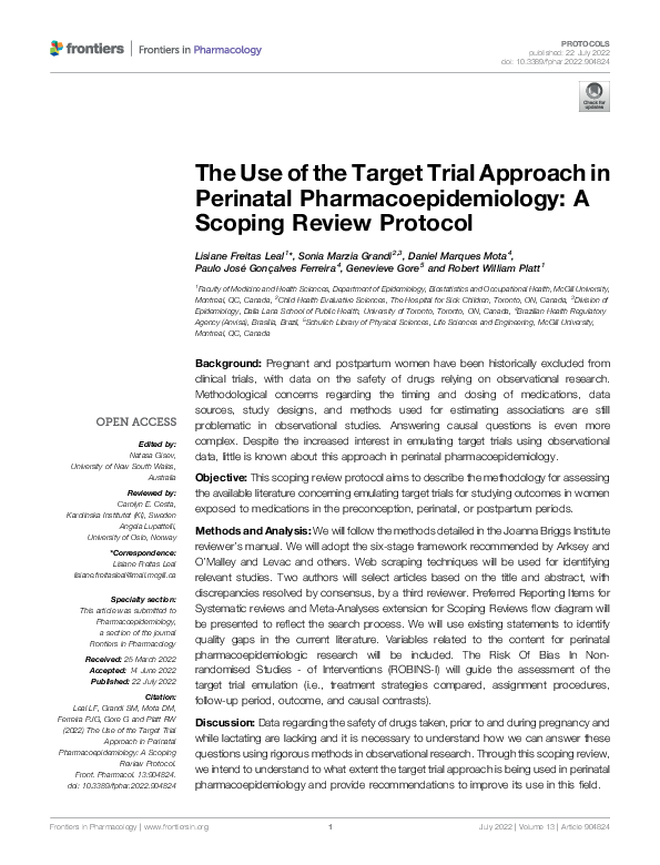 (PDF) The Use of the Target Trial Approach in Perinatal ...