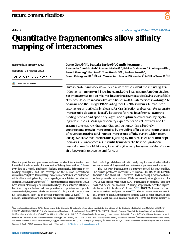 (PDF) Quantitative fragmentomics allow affinity mapping of interactomes ...