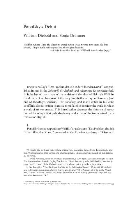 (PDF) Panofsky's Debut