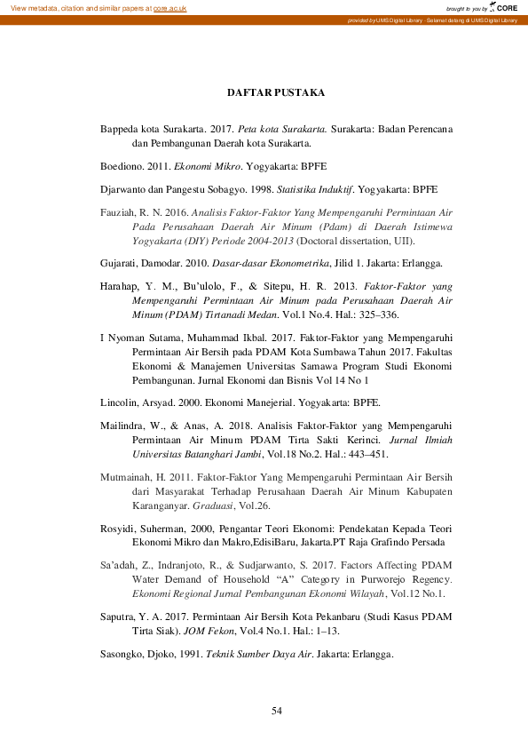 (PDF) Faktor-Faktor Yang Mempengaruhi Permintaan Air Bersih Pada PDAM ...