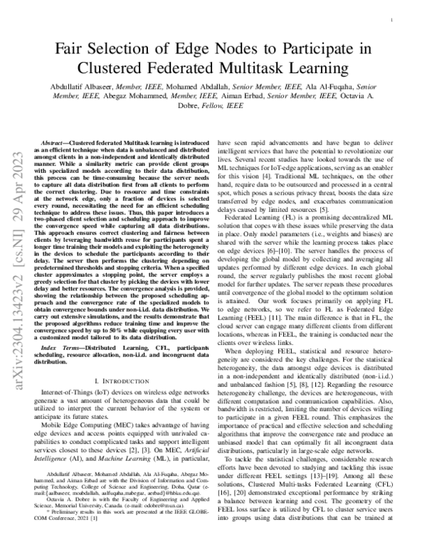 (PDF) Fair Selection of Edge Nodes to Participate in Clustered Federated Multitask Learning ...
