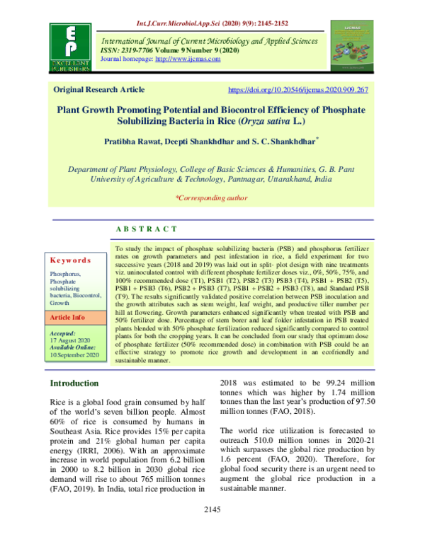 (PDF) Plant Growth Promoting Potential and Biocontrol Efficiency of Phosphate Solubilizing ...