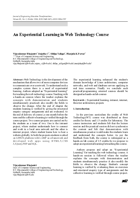 (PDF) An Experiential Learning in Web Technology Course