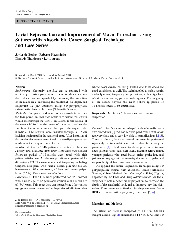 (PDF) Facial Rejuvenation and Improvement of Malar Projection Using ...