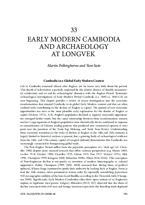 (PDF) Early Modern Cambodia and Archaeology at Longvek