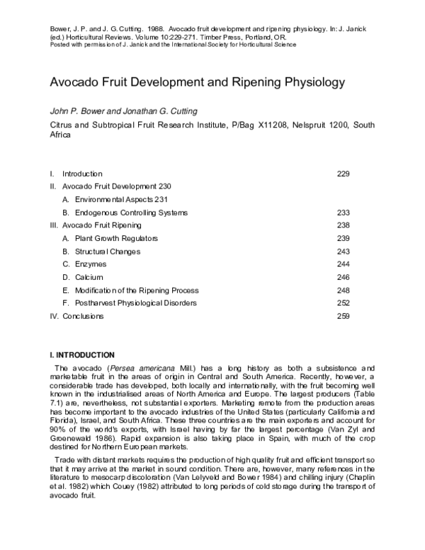 (PDF) Avocado Fruit Development and Ripening Physiology