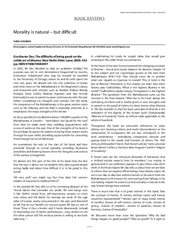 (PDF) Book review : Morality is natural – but difficult