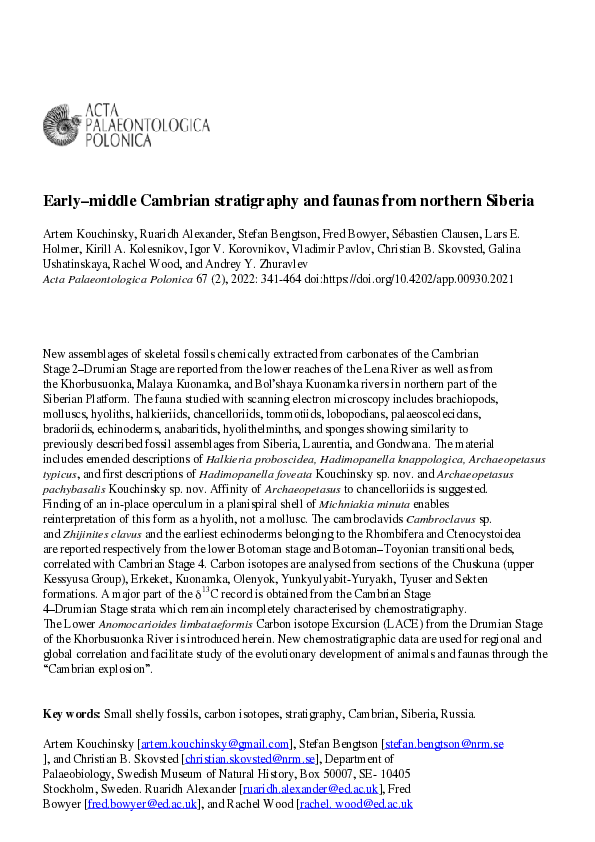 (PDF) Lower–Middle Cambrian faunas and stratigraphy from northern ...
