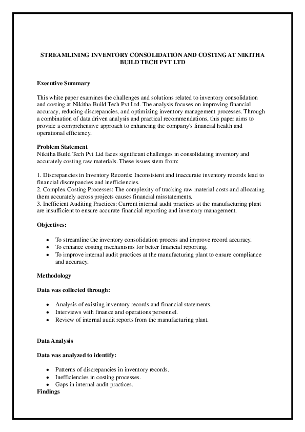 (PDF) STREAMLINING INVENTORY CONSOLIDATION AND COSTING AT NIKITHA BUILD ...