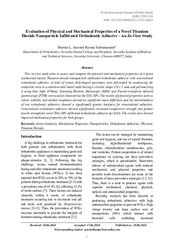 (PDF) Evaluation of Physical and Mechanical Properties of a Novel ...