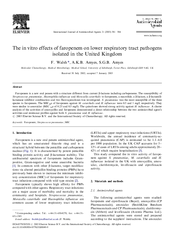 (PDF) The in vitro effects of faropenem on lower respiratory tract ...