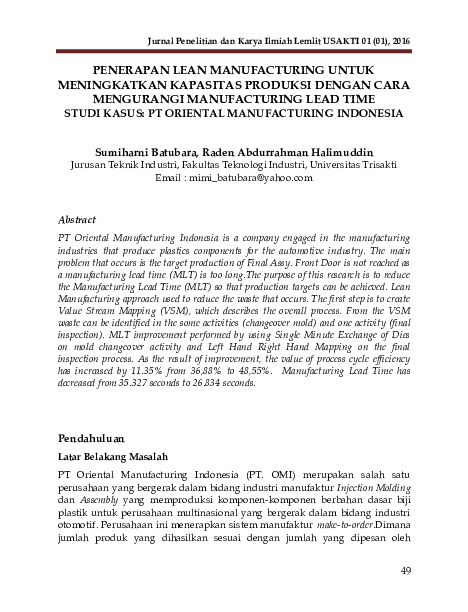 (PDF) Penerapan Lean Manufacturing Untuk Meningkatkan Produktivitas Kaca DI PT.MARUNI Glass ...