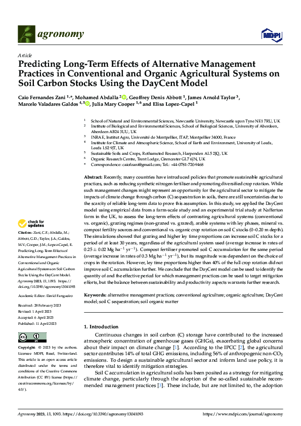 (PDF) Predicting Long-Term Effects of Alternative Management Practices in Conventional and ...