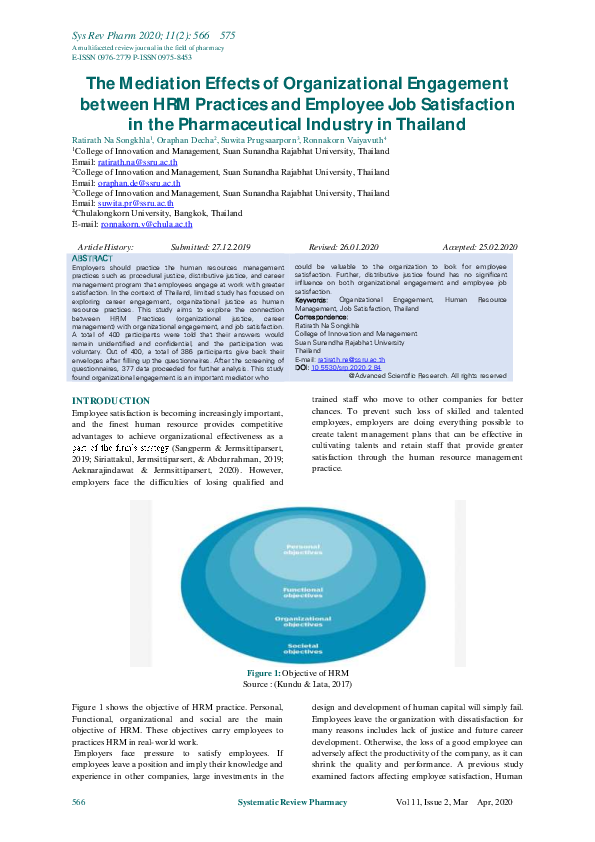 (PDF) The Mediation Effects of Organizational Engagement between HRM ...