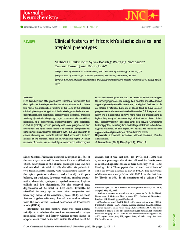 (PDF) Clinical features of Friedreich's ataxia: classical and atypical ...