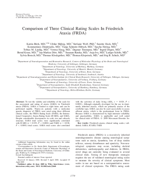(PDF) Comparison of three clinical rating scales in Friedreich ataxia ...