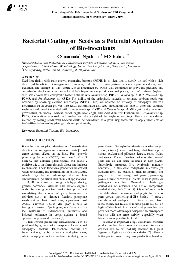 (PDF) Bacterial Coating on Seeds as a Potential Application of Bio ...