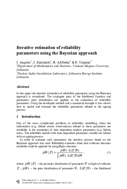 Pdf Iterative Estimation Of Reliabilityparameters Using The Bayesian Approach