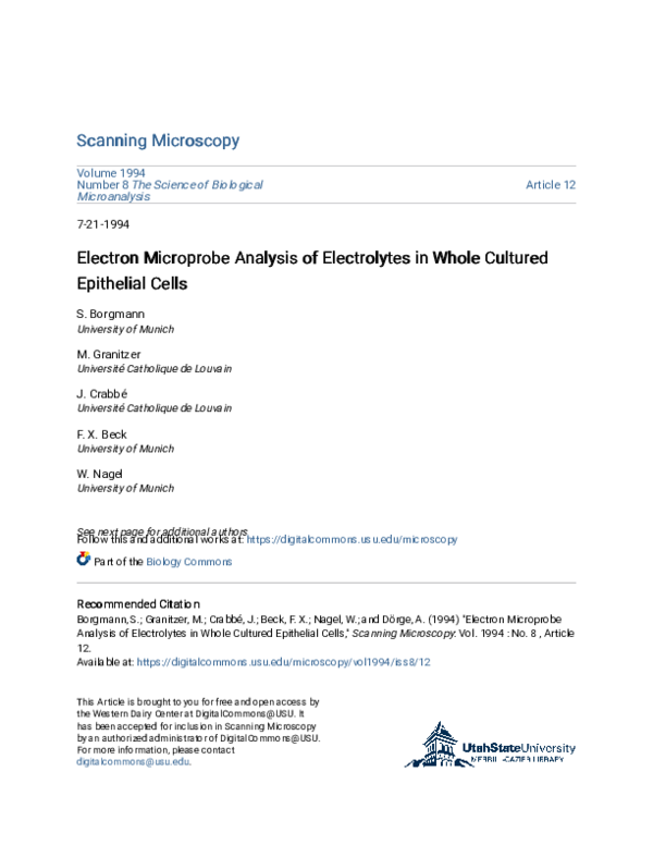Electron microprobe analysis of electrolytes in whole cultured ...