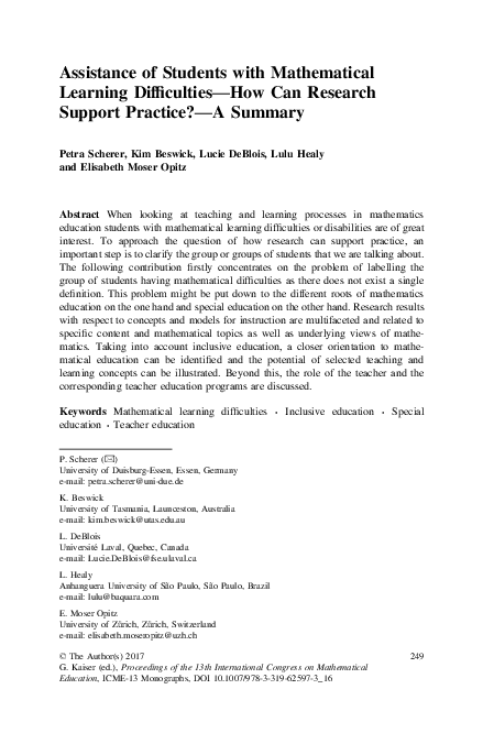 (PDF) Assistance of Students with Mathematical Learning Difficulties ...