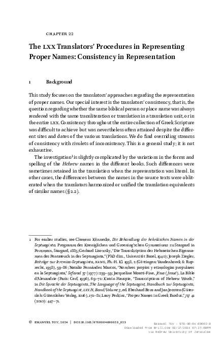 (PDF) 352.The LXX Translators' Procedures in Translating Proper Names