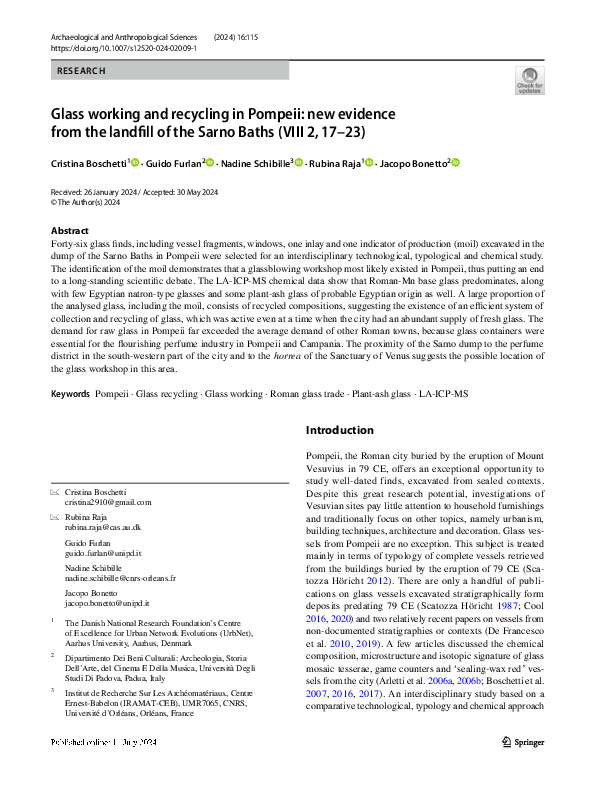 (PDF) Glass working and recycling in Pompeii: new evidence from the ...