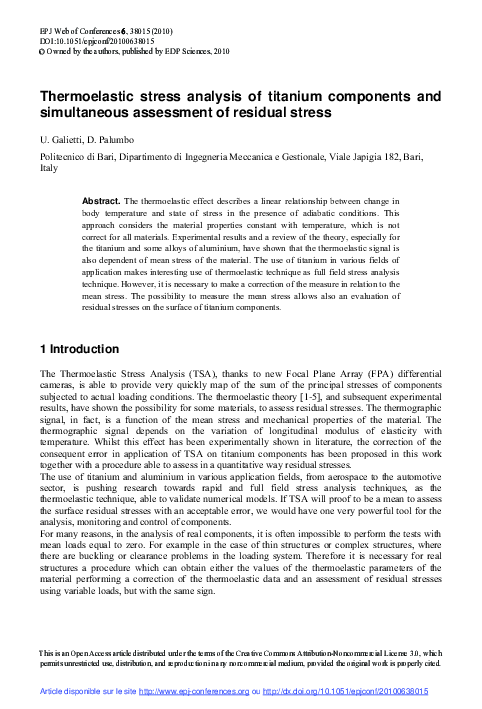 (PDF) Thermoelastic stress analysis of titanium components and simultaneous assessment of ...
