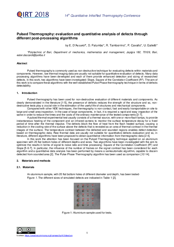 (PDF) Pulsed Thermography: evaluation and quantitative analysis of defects through different ...